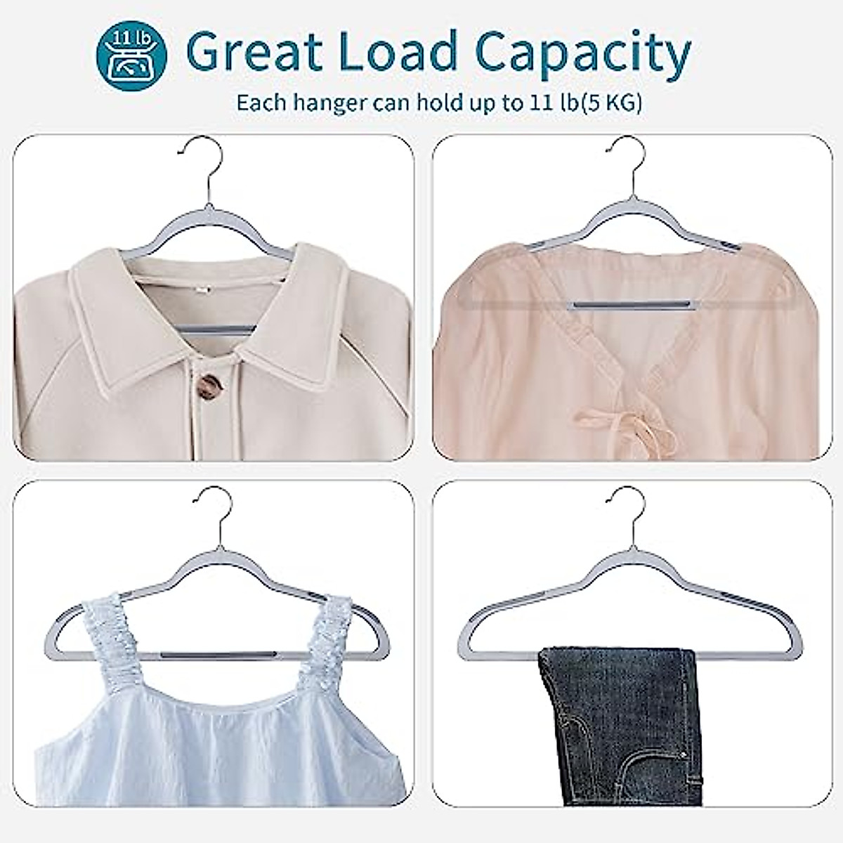 ABHENG 30 Pack Clothes Hangers, Non Slip Plastic Coat Hangers, 360°Swivel Hook, Space Saving, 0.2 Inches Thick, Heavy Duty, Hanging Dry Wet Clothes, Gray, UAPY0130G