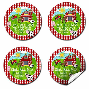 Barnyard Bash Birthday Party Sticker Labels, 40 2" Party Circle Stickers by AmandaCreation, Great for Party Favors, Envelope Seals & Goodie Bags