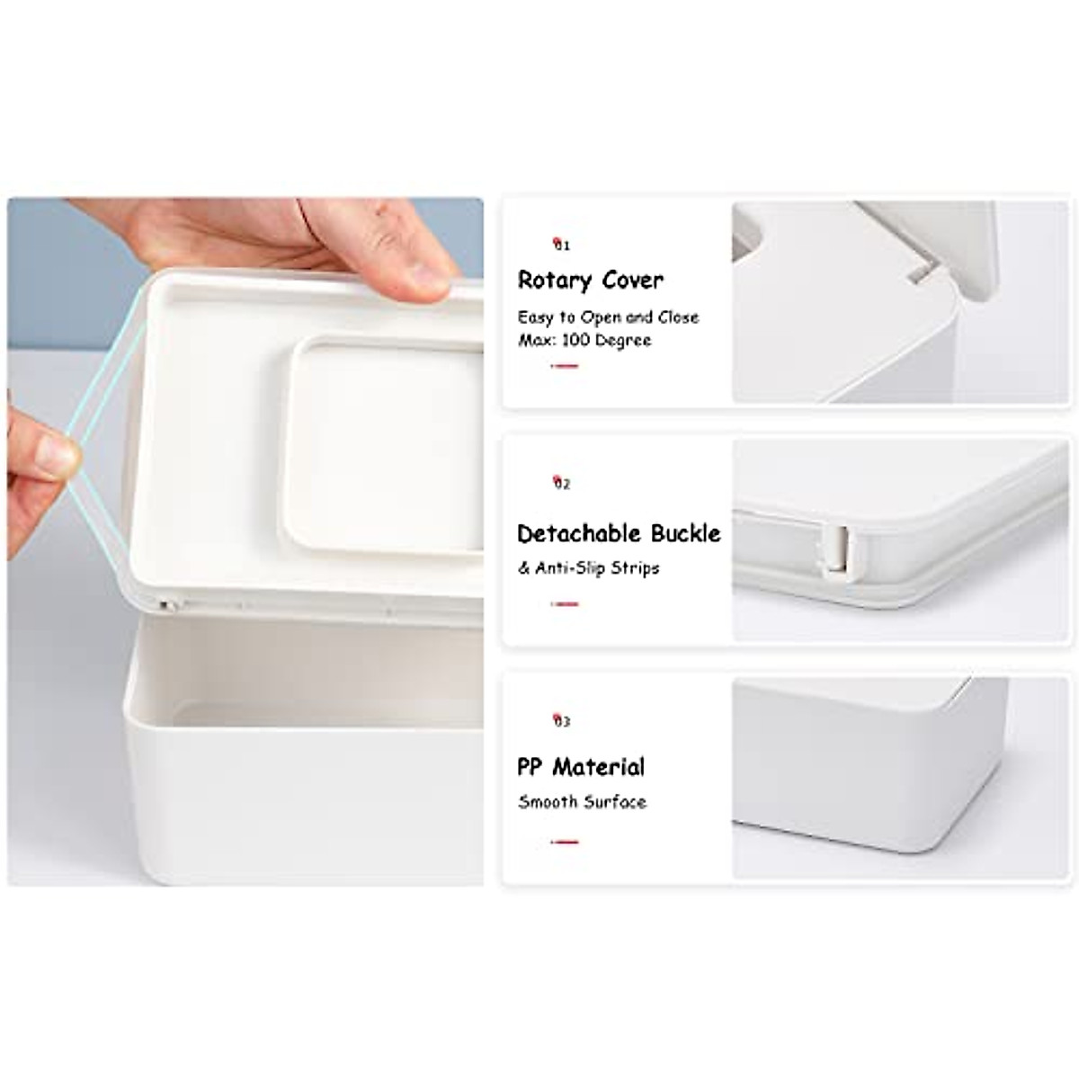 Wipes Dispenser, Wipe Holder for Baby & Adult, Seposeve Refillable Wipe Container, Keeps Wipes Fresh, Far from Dirty Wipes, Easy Open/Close Wipes Pouch Case, White