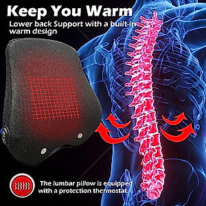 Big Ant Lumbar Support Pillow for Car, Car Back Support for Lower Back Pain with Ergonomic Design, Memory Foam Lumbar Back Support Cushion for Car Seat Home Office Chair Wheelchair, Black