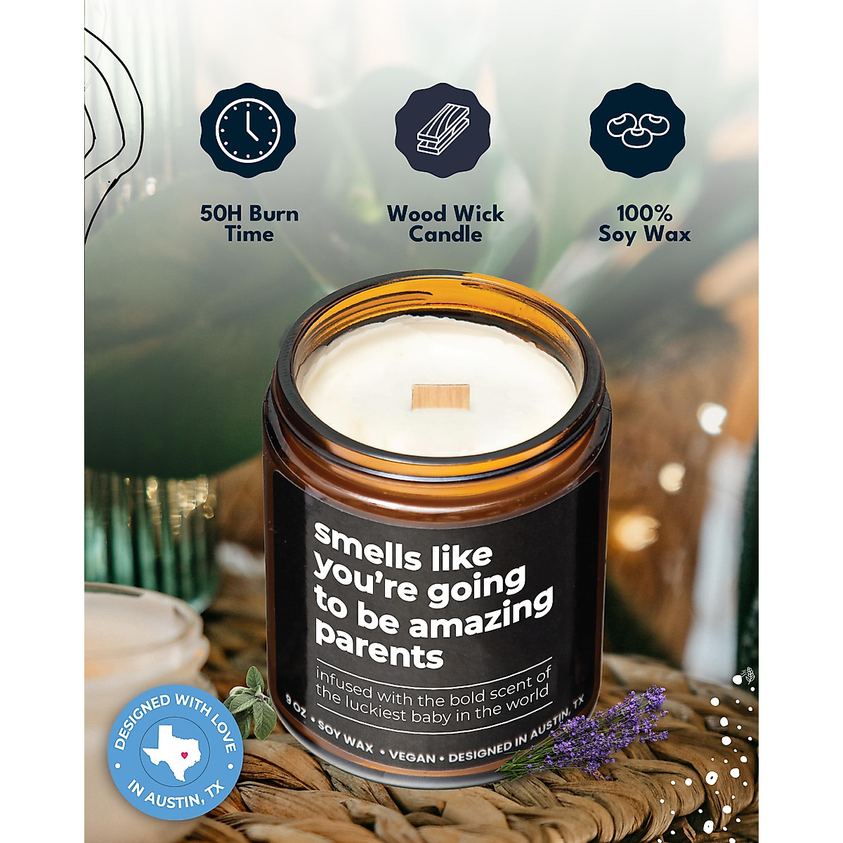 Amazing Parents Candle, Unique Gifts for New Parents for Mother's Day & Father's Day, New Parents Gifts for Couples, Gender Reveal Gifts for Parents to Be, Mom and Dad Gifts for New Parents