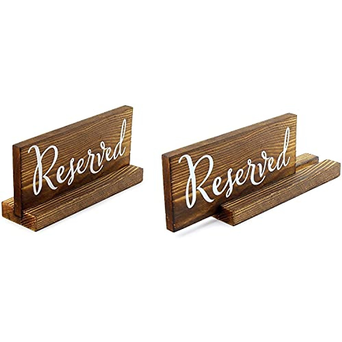 Darware Wooden Reserved Signs for Tables (6-Pack, Brown); Rustic Real Table Signs with Sign Holders for Weddings, Special Events, and Restaurant Use
