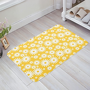 Front Door Mat Floor Mats for Home Decor, Yellow Dasiy Memory Foam Runner Entryway Area Rug Non-Slip Absorbent Doormat Washable Rug, 18x30Inch Welcome Mats for Bedroom Decor Living Room Decor