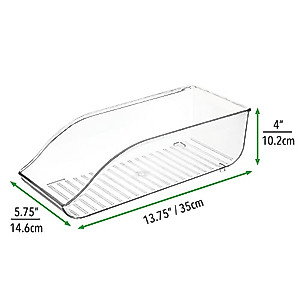 mDesign Long Plastic Soup Can Dispenser Storage Organizer Container Bin for Kitchen Pantry, Countertop, Cabinet, Refrigerator, Freezer, Hold Canned Food, Soda, Water, Ligne Collection, 2 Pack - Clear