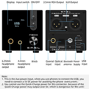 S.M.S.L Upgraded M300SE HiFi Headphone Amplifier, 2PCS of CS43131 MQA Audio DAC, USB/Optical/Coaxial/Bluetooth Input DSD MQA XMOS Balanced XLR Output THD+N 0.00013% with Remote Control