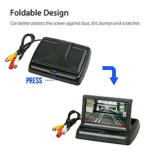 Yasoca 4.3 Inch Small Mini Digital Flip Down Foldable Monitor Screen for Car Truck Vehicle Rear View Reverse Parking Kits Home CCTV