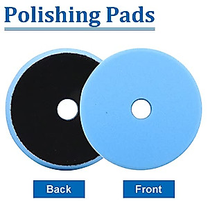 Seamaka Polishing Pads, Blue 5'' Orbital Buffer Pads Medium Buffing Sponge Pads Polishing Foam Pad for Light Cut & Polishing Pad, Final Cutting, Polishing Or Glazing Clear Coat Surfaces O-012-B