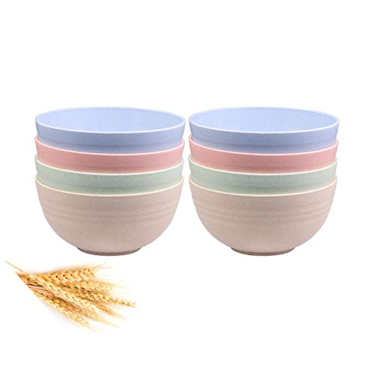 Unbreakable Cereal Bowls - 24 OZ Wheat Straw Fiber Lightweight Bowl Sets 8 - Dishwasher & Microwave Safe - for,Rice,Soup Bowls