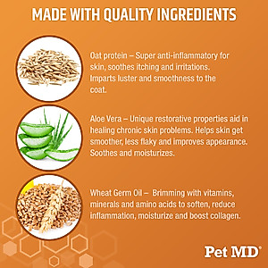 Pet MD - Oatmeal Dog Shampoo Cats and Dogs for Itch Relief and Moisturizer for Dry Skin and Coat - 16 Oz