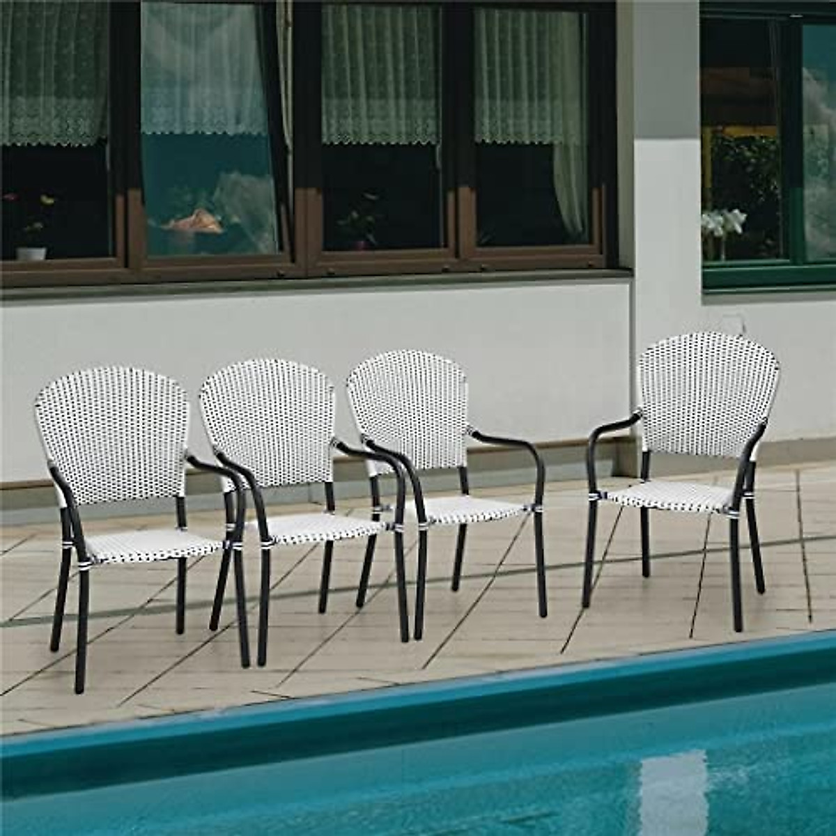 ZHYH Set of 4 Patio Dining Chairs with Stackable arms no Assembly Required