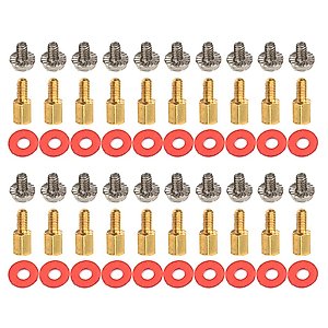 Sara-u 20Pcs Golden Motherboard Riser+Screws Computer Red Washers 6.5mm 6-32-M3 Gasket