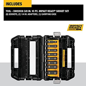 DEWALT Impact Socket Set, 10-piece Mechanic Tool Set, SAE, 3/8-Inch Drive (DW22838)