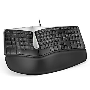 Nulea RT02 Ergonomic Keyboard, Wired Split Keyboard with Pillowed Wrist and Palm Support, Featuring Dual USB Ports, Natural Typing Keyboard for Carpal Tunnel, Compatible with Windows/Mac
