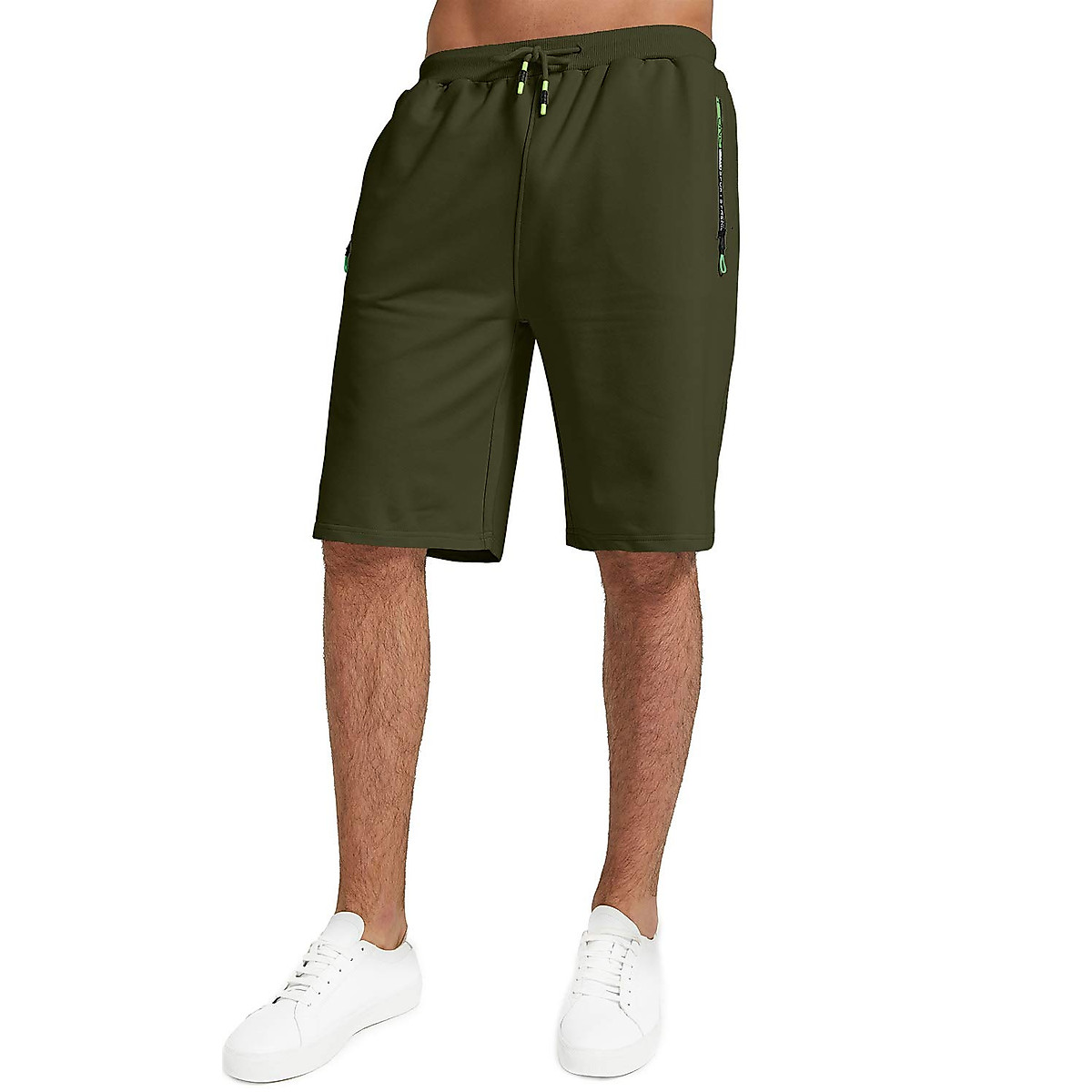 YTD Men's Shorts Casual Classic Fit Drawstring Summer Beach Shorts with Elastic Waist and Pockets 3XL Army Green