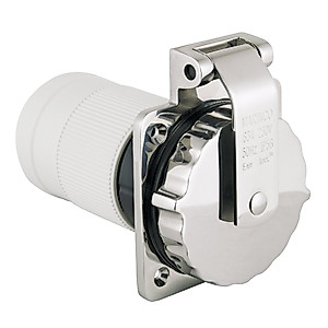 Marinco 6401EL-BX Inlet, 63A 230V 3 Wire, Stainless Steel,white