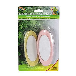 Penn-Plax Bird-Life 2-in-1 E-Cuttlebone & Mineral Blocks – Banana & Berry Flavors – Great for All Birds – 2 Pack