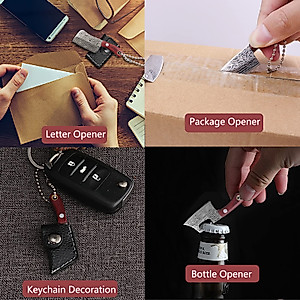 Ruksifg 5 Pcs Mini Knife Set Damascus Chef Knives EDC Knife Set Mini Cleaver for Package Opener,Box Cutter,Mini Knives Set with Sheath and Sharpener