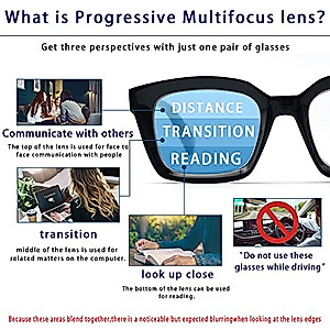 HIYANJN 3 Pack Progressive Multifocal Reading Glasses for Women Men Oprah style Blue Light Blocking Spring Hinger Readers 1.75