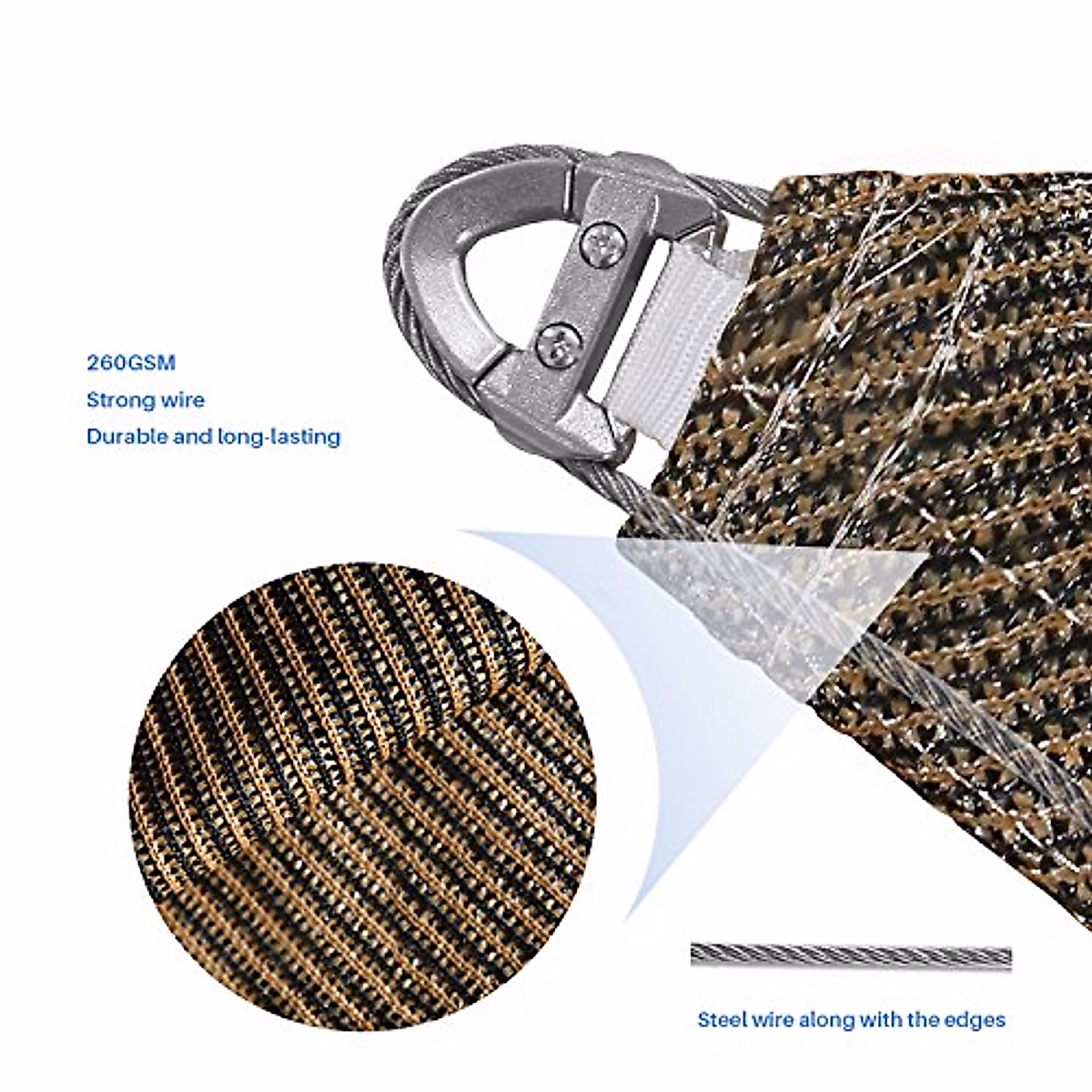 E&K Sunrise Reinforcement Large Sun Shade Sail 24' x 24' Rectangle Heavy Duty Strengthen Durable Outdoor Garden Canopy UV Block Fabric (260GSM)- - Brown