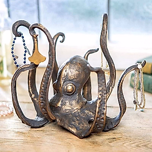 fencyatt Octopus Mug Holder, Octopus Coffee Mug Holder, Octopus Mug Holder for Counter Top, Octopus Cup Holder, Octopus Coffee Cup Holder, Kitchen Dining Bar Statue Accessory, Retro Resin (Copper)