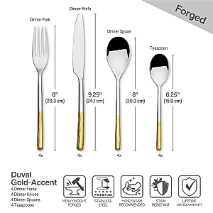 Mikasa Duval Gold Lines 18.0 Forged Stainless Steel 16 Piece Cutlery Set, Service For 4