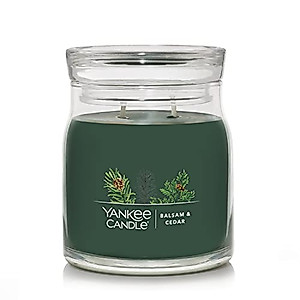 Yankee Candle Balsam & Cedar Scented, Signature 13oz Medium Jar 2-Wick Candle, Over 35 Hours of Burn Time, Christmas | Holiday Candle