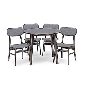 Baxton Studio Debbie Mid-Century Round Dining Table, Dark Brown