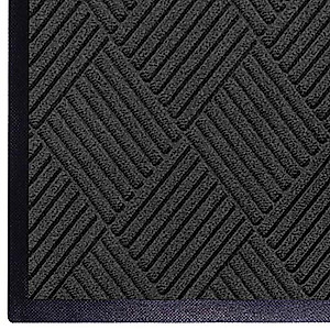 WaterHog Diamond | Commercial-Grade Entrance Mat with Rubber Border – Indoor/Outdoor, Quick Drying, Stain Resistant Door Mat (Charcoal, 4' x 6')