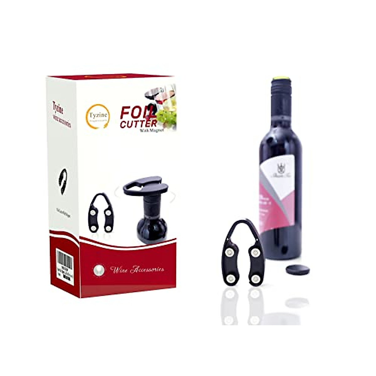 Tyzine 4 Pack Magnetic Design Wine Foil Cutter|Wine Bottle Opener Accessory, Gift for Wine Lovers (4)