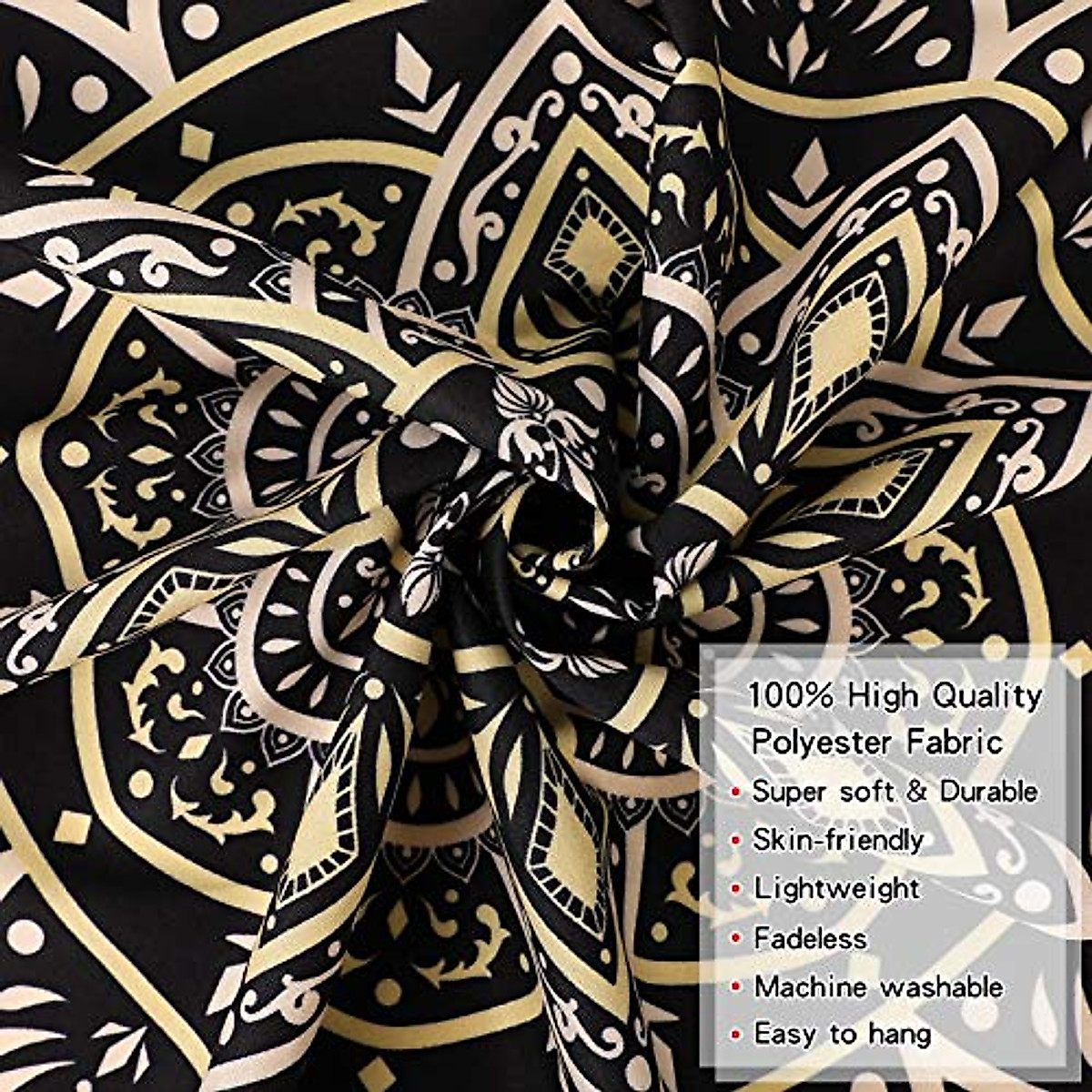 Edeesky Black Golden Mandala Tapestry Wall Hanging Psychedelic Medallion Wall Tapestry Aesthetic Indian Hippie Wall Decor Bohemian Wall Art Boho Home Decoration for Bedroom,Living Room,Dorm