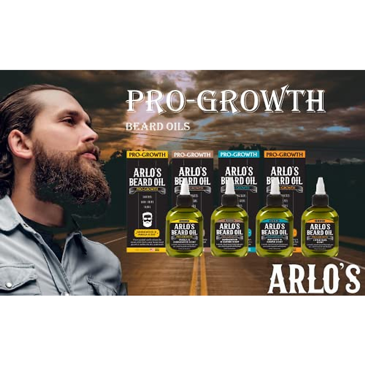 Arlo's Pro Growth Beard Oil - Sandalwood Leather Scent 2.5 oz. - Promotes Beard Hair Growth