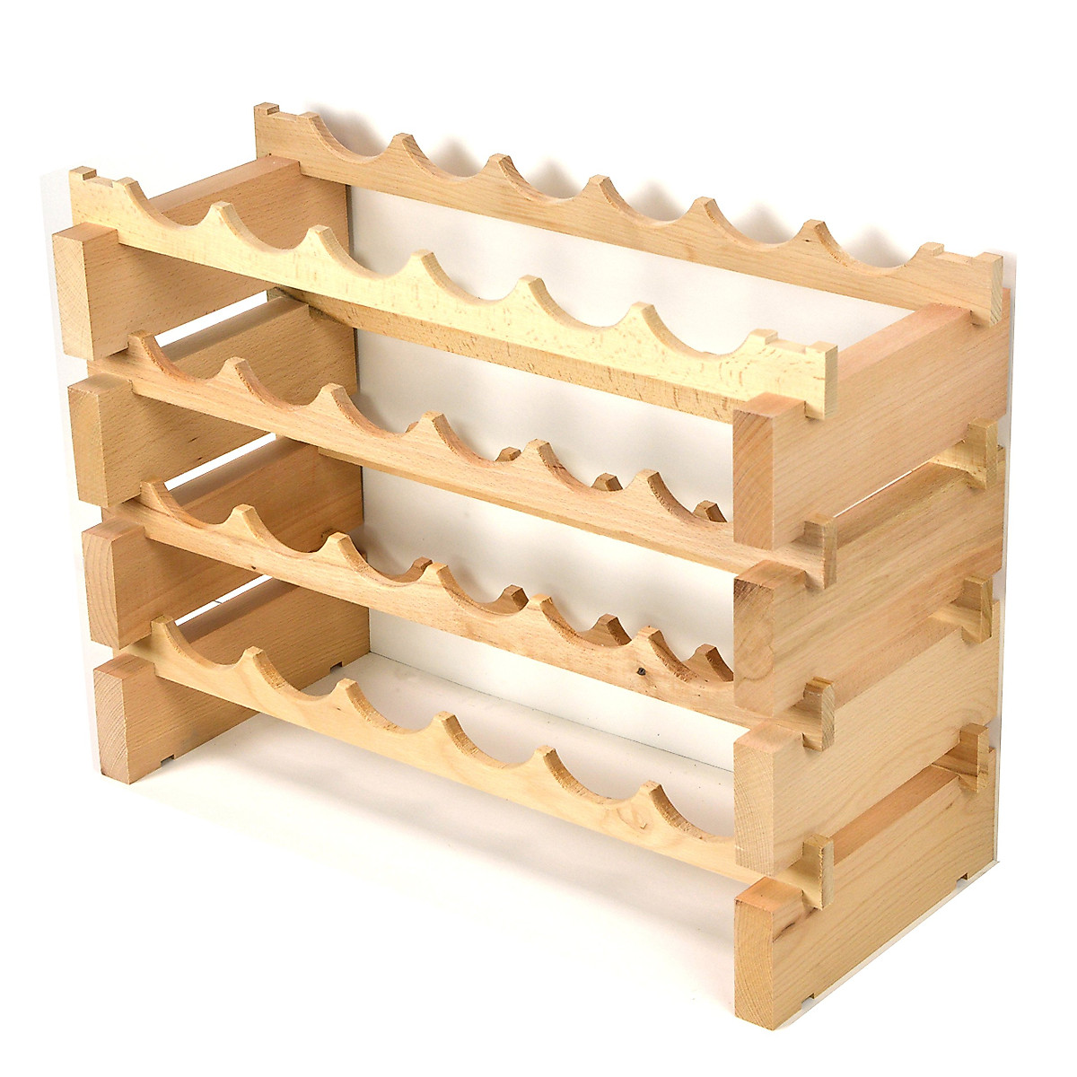 sfDisplay.com,LLC. Modular Wine Rack Beechwood 24-72 Bottle Capacity 6 Bottles Across up to 12 Rows Newest Improved Model (24 Bottles - 4 Rows)