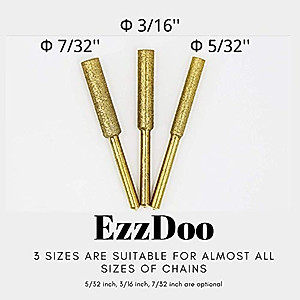 EzzDoo Bits Titanium Plated Diamond Sharpening Wheels - High Hardness 5/32 chainsaw files for Electric Chainsaw Sharpener. 8 pcs.(5/32'', 4.0mm)