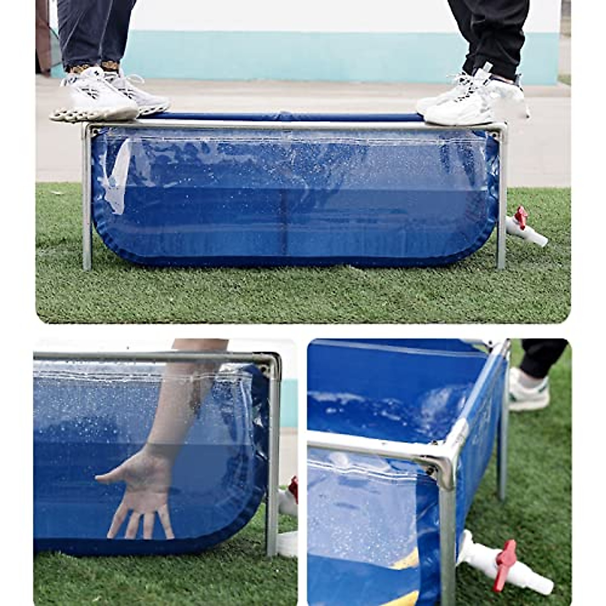 Pool Above Ground Transparent Fish Pond, Canvas Swimming Pool Collapsible 1.3mm Thick PVC Water Tank, Easy To Install For Garden Balcony Plant Breeding ( Color : Blue+Clear , Size : 50x40x30cm )