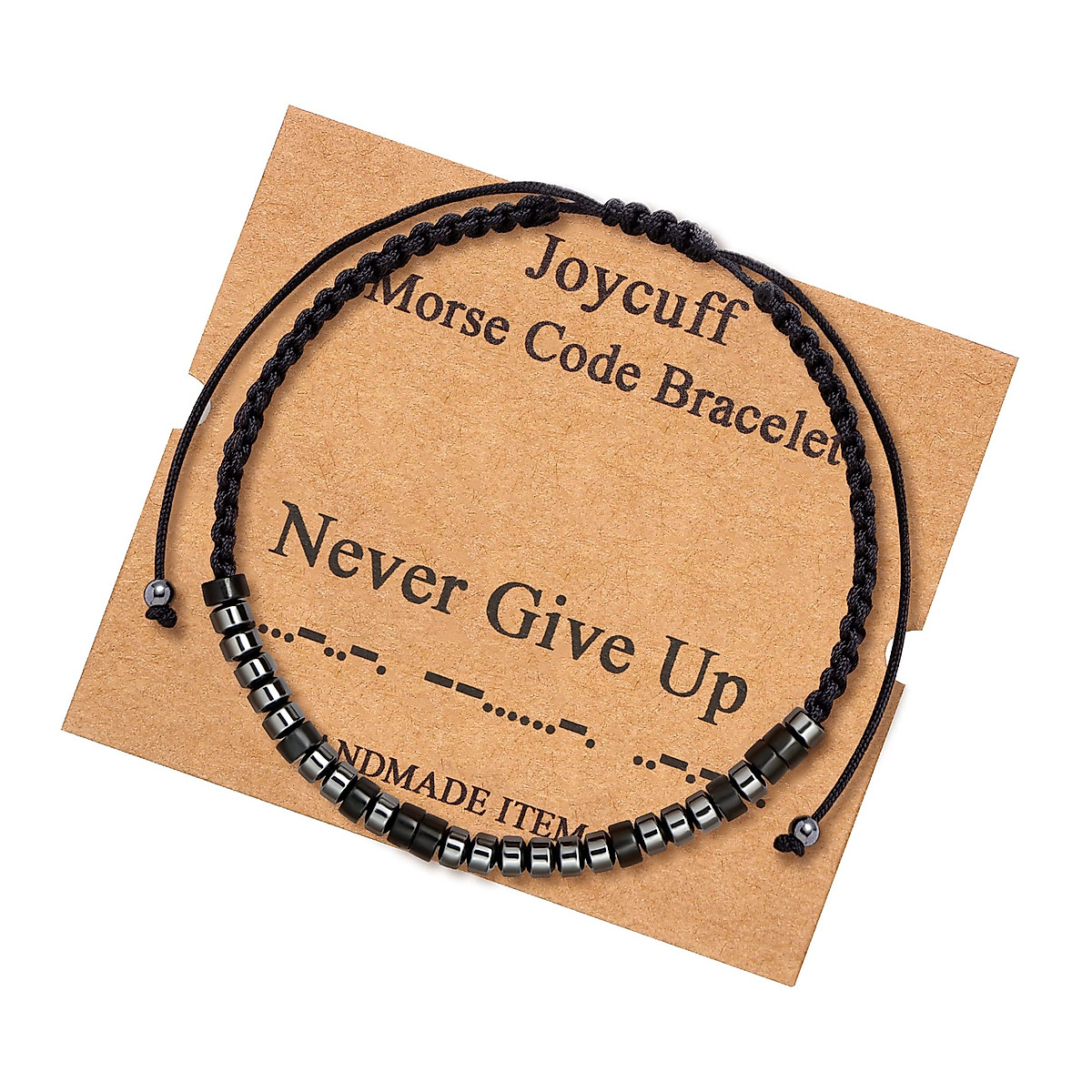 JoycuFF Inspirational Gifts Morse Code Bracelets for Women Men Motivational Encouragement Graduation Gifts for Daughter Niece Coworkers Friends Handmade Bead Jewelry Never Give Up