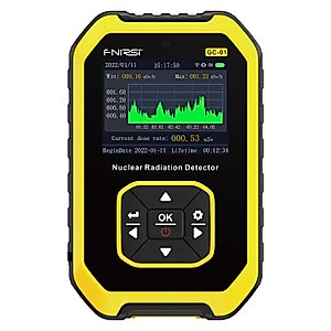 Geiger Counter Nuclear Radiation Detector - FNIRSI Radiation Dosimeter with LCD Display, Portable Handheld Beta Gamma X-ray Rechargeable Radiation Monitor Meter, 5 Dosage Units Switched