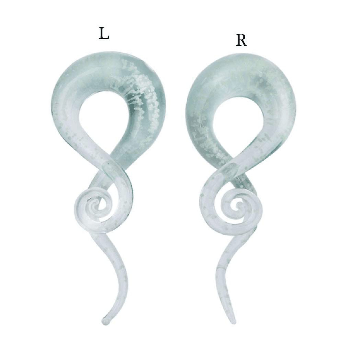 NewZenro Glow in The Dark Ear Glass Spiral Tapers Plugs Tunnels Expander Hanger Gauges Earrings Stretching Body Piercings Jewelry Set For Women Men (0G (8mm))