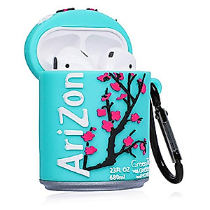 Besoar for Airpod 1&2 Case, 3D Cute Silicone Cartoon Kawaii Cool Air pods Cover, Funny Fun Fashion Unique Trendy Food Design for Girls Women Boys Men Teen Soft Cases for Airpods 2/1 (Plum Green Tea)