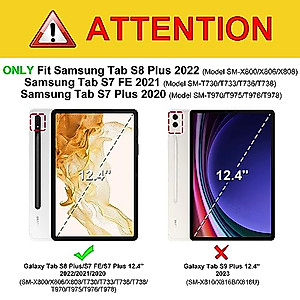 Fintie Keyboard Case for Samsung Galaxy Tab S8 Plus 2022/S7 FE 2021/S7 Plus 2020 12.4 Inch with S Pen Holder, Slim Stand Cover Detachable Wireless Bluetooth Keyboard, Emerald Illusions