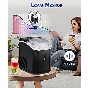 Joy Pebble Ice Maker Countertop, 10,000pcs/33lbs/Day Pebble Ice, Portable Nugget Ice Maker Machine with Handle, Self-Cleaning, Ice Scoop and Basket, Handheld Ice Maker for Kitchen/Home/Office/Party
