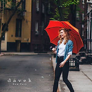 DAVEK ELITE UMBRELLA (Classic Black) - Quality Cane Umbrella with Automatic Open, Strong & Windproof
