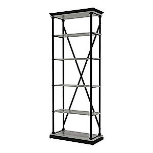 BOWERY HILL Industrial Metal 33-Inch Bookcase in Antique Gray
