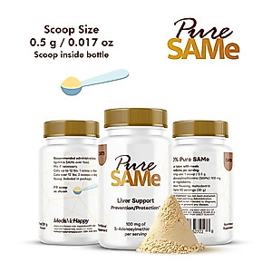 MedsMeHappy Pure SAM-e 100 mg Liver Support for Cats, Chicken Flavored 30g 1oz Powder, Scoop Inside