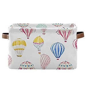 Storage Bins Colorful Hot Air Balloon Storage Basket Collapsible Cube Rectangle with Handle Storage Box for Shelves Home Office Closet 1 Pack