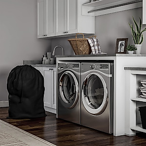 Heavy Duty Laundry Bag-Jumbo Tear Resistant Nylon Hamper Liner with Drawstring for Dorms, Apartments, Storage or Travel by Trademark Home (Black) 0.25"x28"x38"