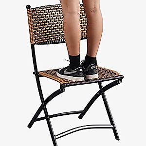 GFHLP Garden Chairs Table Set Rattan Furniture Dining Folding Chairs Lazy Lounge Chair Balcony Summer Chair Home Backrest Dining Table (Size : Small)