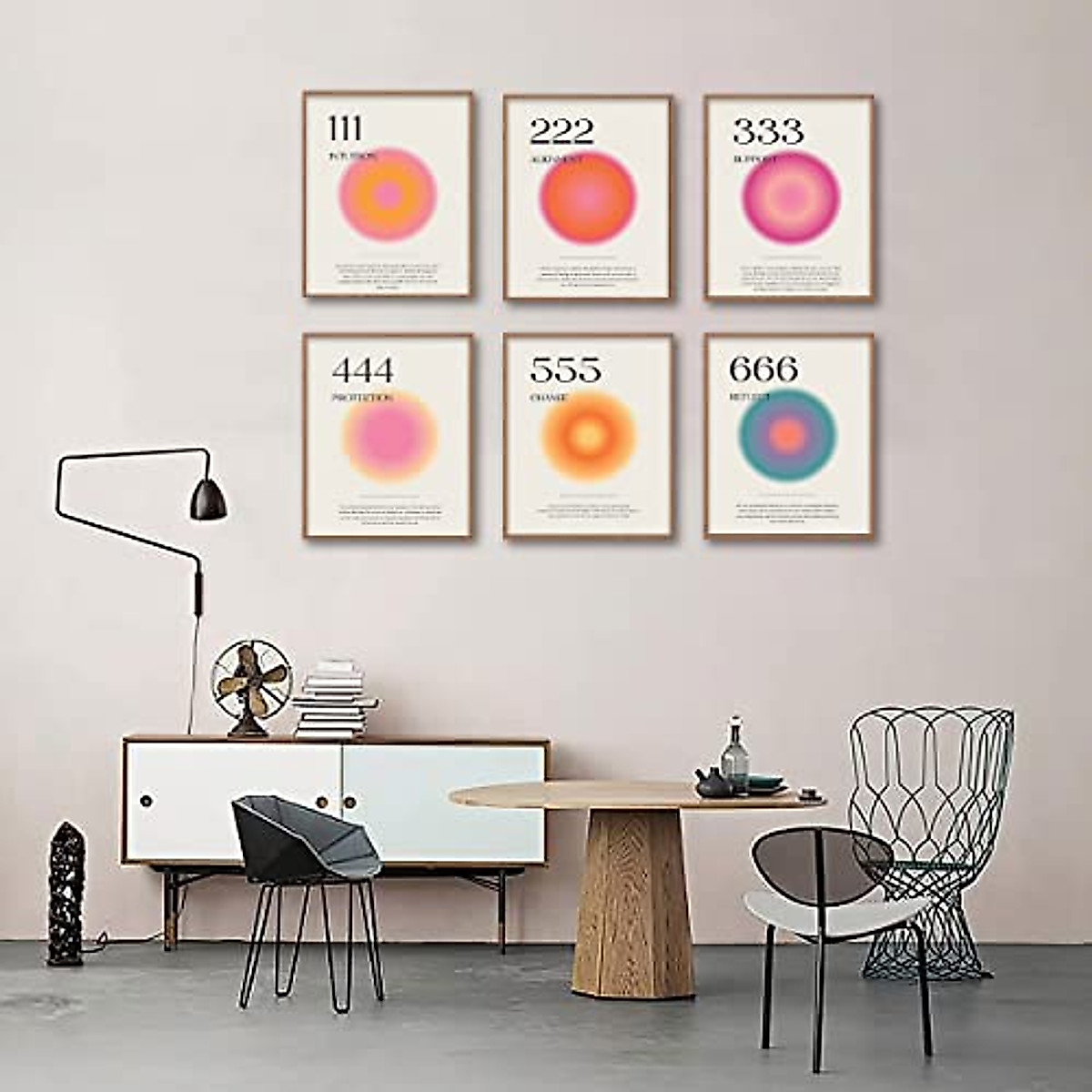 Aura Angel Numbers Poster Sets of 6 for Room Aesthetic Minimalist Inspirational Quotes Canvas Wall Art Bedroom Aesthetic Decor 8x10 Inch Unframed