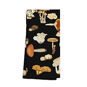 OHSUL Vintage Botanical Mushroom Highly Absorbent Kitchen Towels Dish Towels Dishcloth,Farmhouse Rustic Mycology Fungi Mushroom Hand Towels Tea Towel for Bathroom Kitchen Decor,Mushroom Lovers Gifts