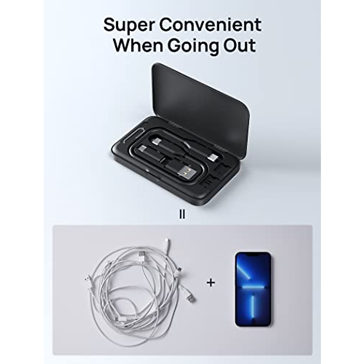 USB Cable Card, JSAUX Mini Digital Storage Box, Includes 100W USB C-C 3.0 Cable, USB C Female-Micro USB, USB C Female-USB A, Compatible with USB-C/A Micro Mainstream Cell Phones and Digital Products