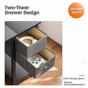 Computer Desk with Drawer 40 Inch Home Office Desk Writing Desk Work Desk PC Table Study Desk with 2-Tier Drawers Storage Shelf Headphone Hook, Modern Simple Style Laptop Desk for Bedroom, Gaming